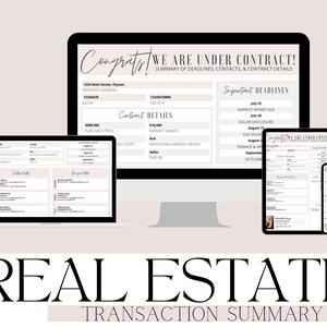 Double and Single-sided Transaction Summary Template: Real Estate Under ...