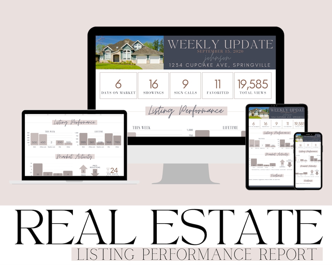 Real Estate Sales Report Template for Seller Weekly Updates - Etsy