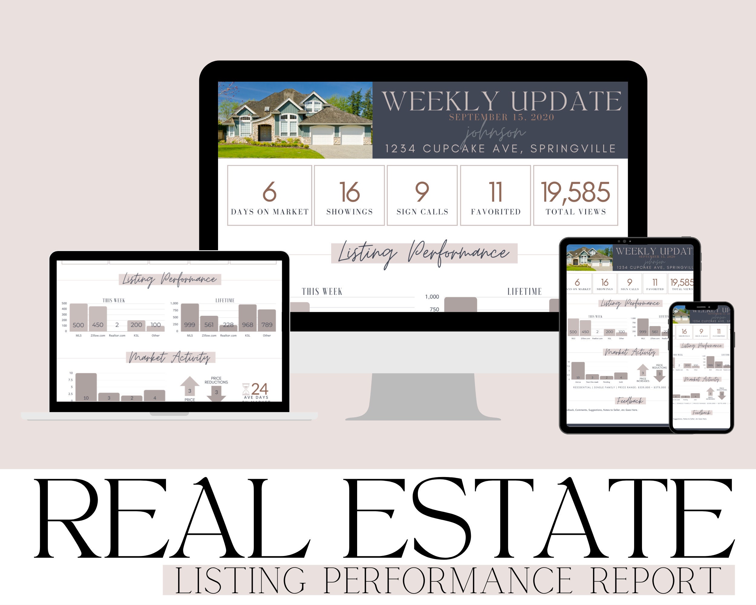 Real Estate Sales Report Template for Seller Weekly Updates and Market ...