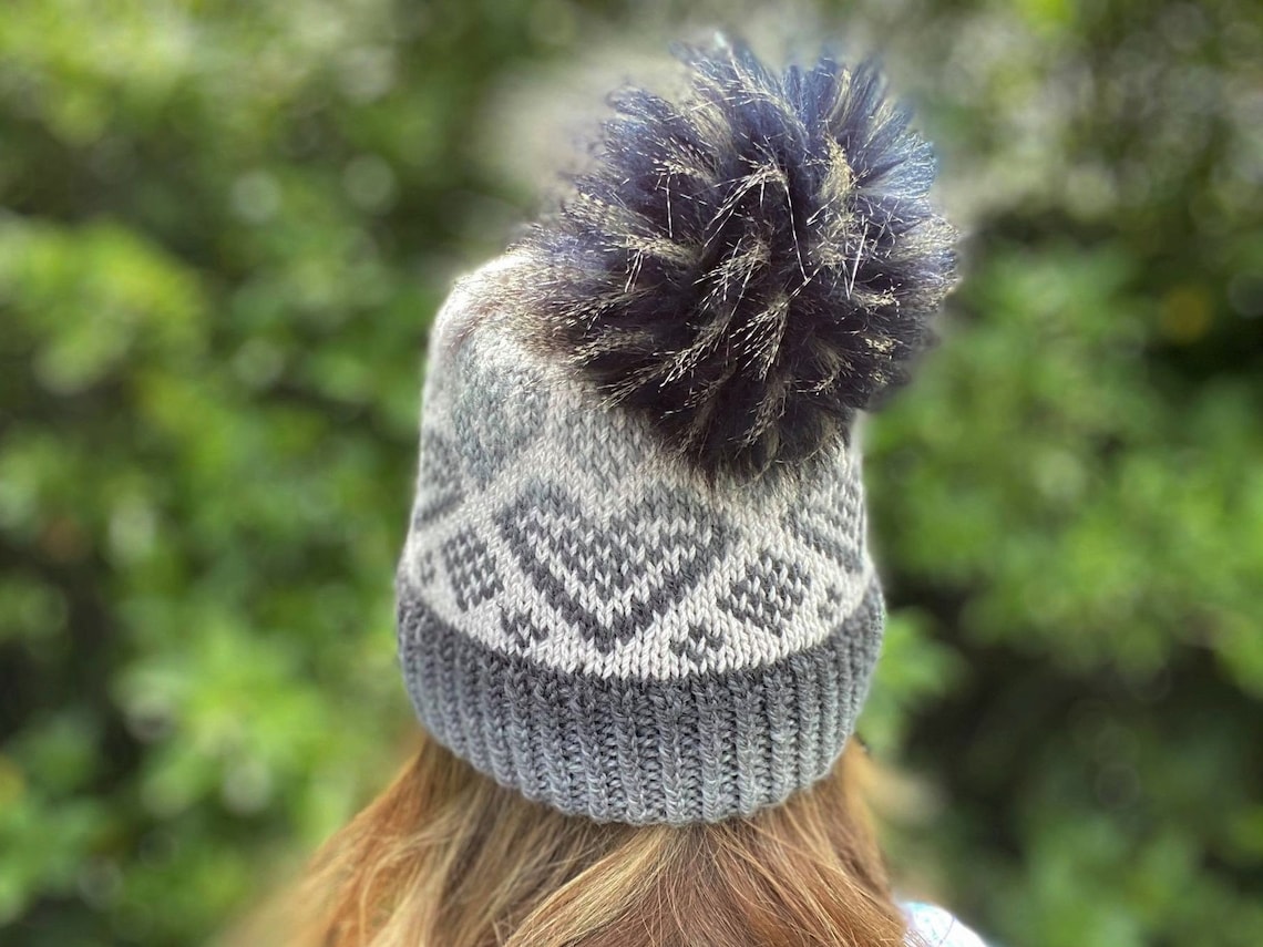 Fair Isle Heart Beanie Knitting Pattern 8 Ply / DK - Etsy Australia