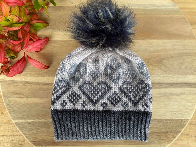 Fair Isle Heart Beanie Knitting Pattern 8 Ply / DK - Etsy