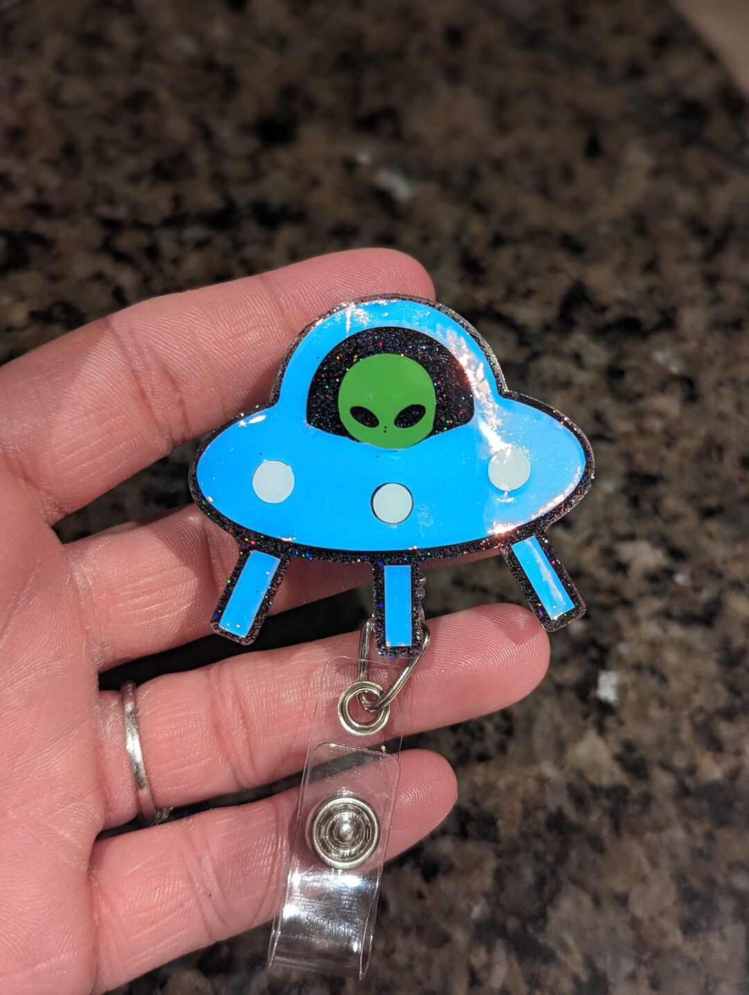 Alien Spaceship Badge Reel - Etsy