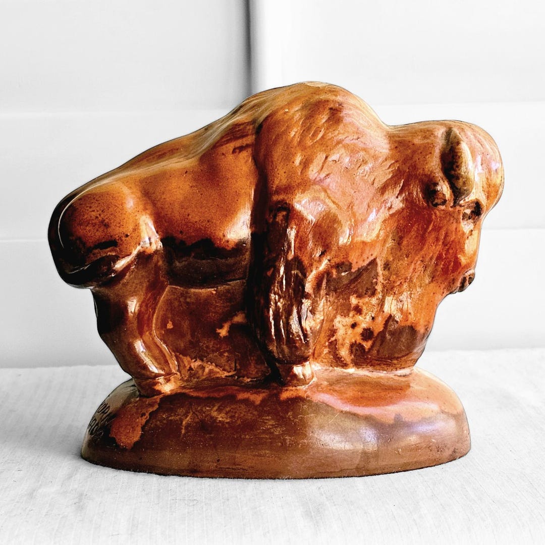 Vintage Hand Carved Stone Bison Figurine Signed (c) Thorn Canada ...