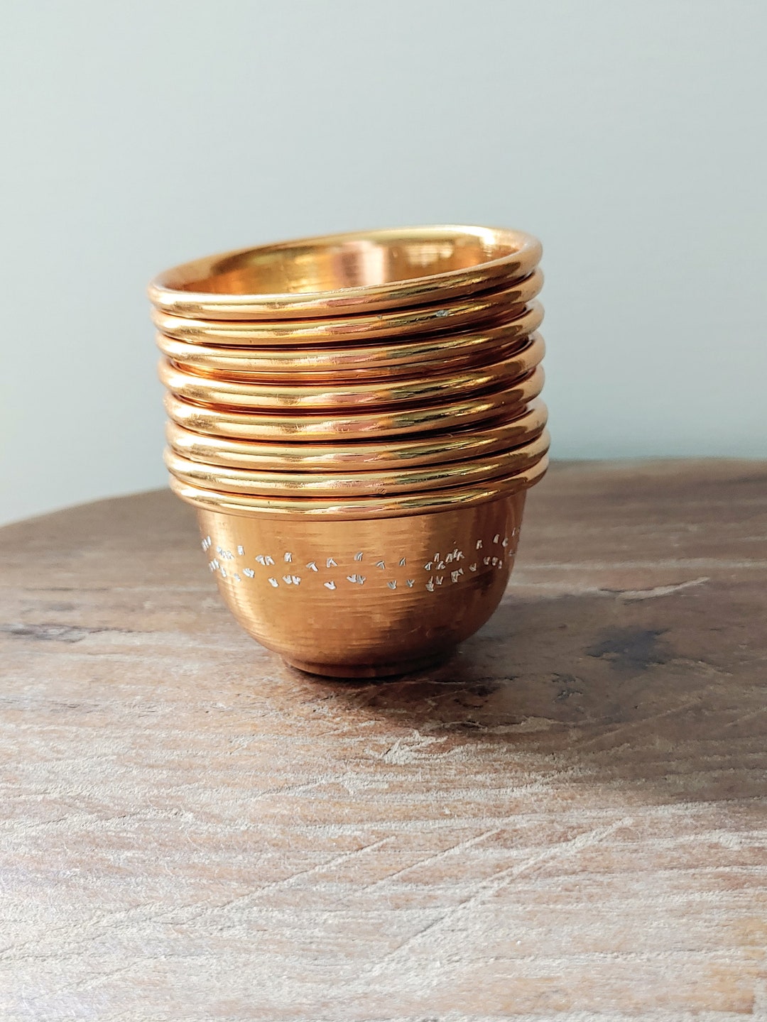 4 Vintage Copper Turkish Coffee Tea Cups, Etched Turkish Coffee Cups ...