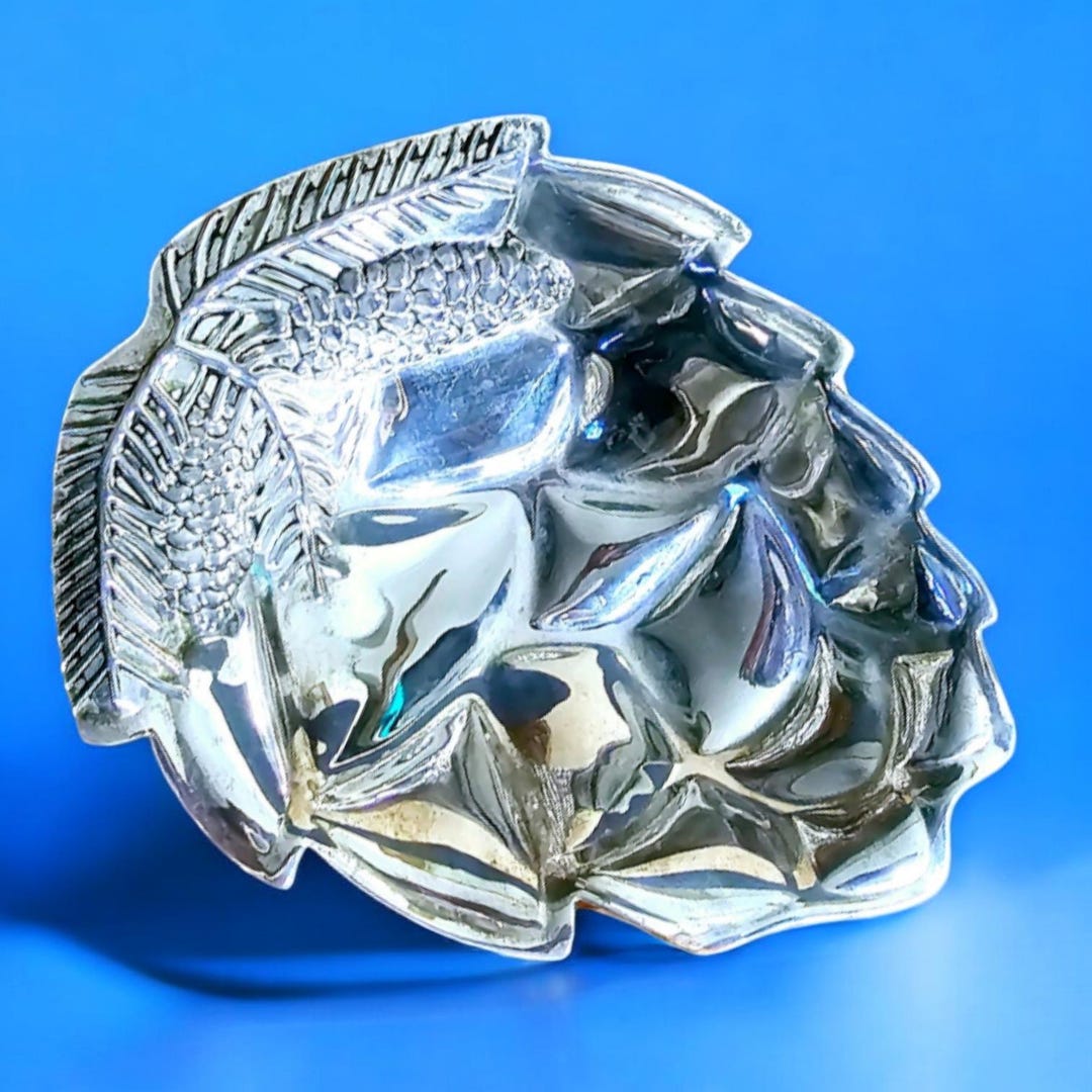 1970's Pinecone Shaped Silver Plated Candy Dish Holiday Table Christmas ...