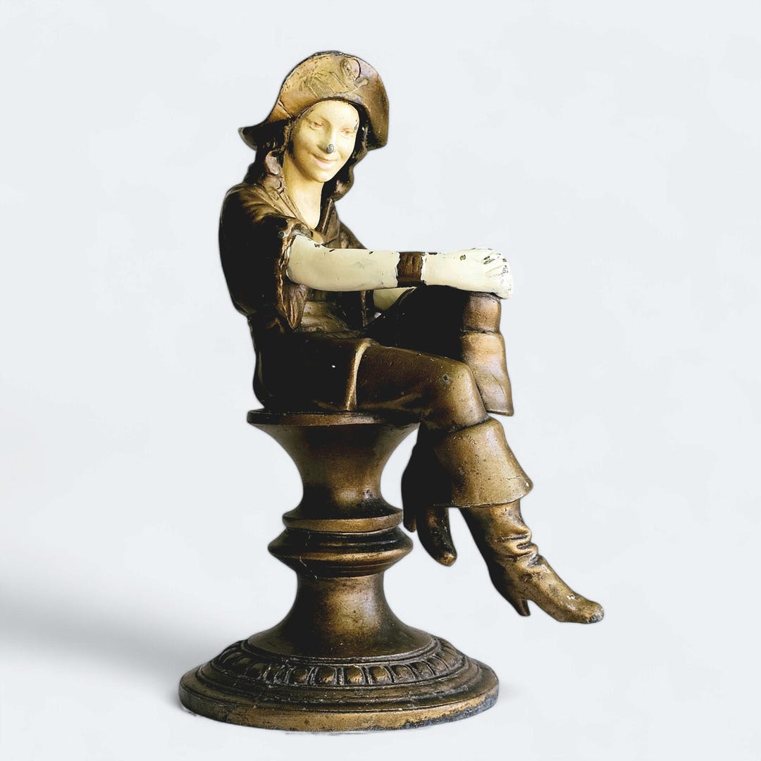 French Bronze J.B Hirsch Seated Female Pirate Bronzed Spelter Figurine ...