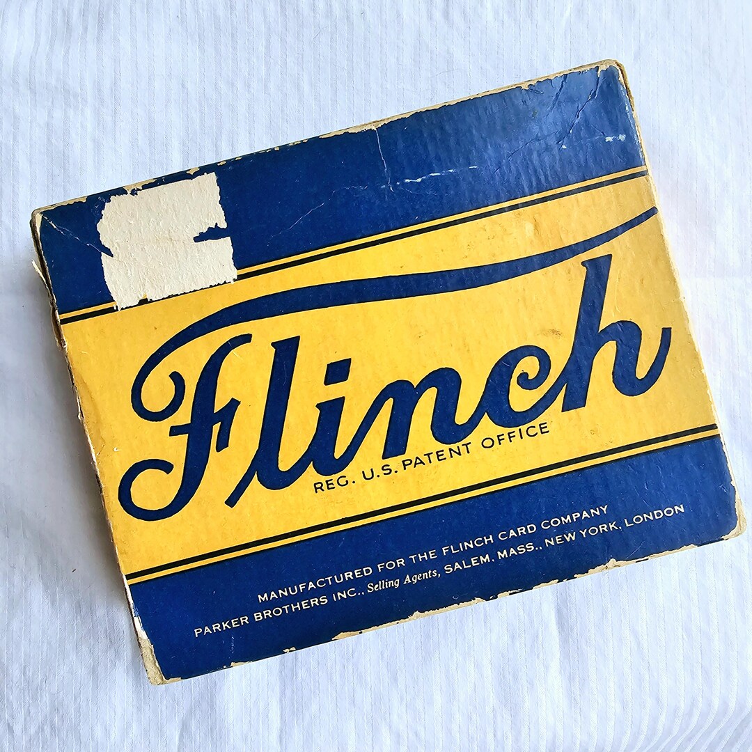 1930s Parker Brothers Flinch Card Game Complete Set in Blue and Yellow ...
