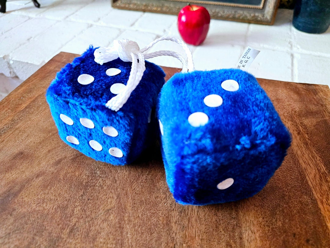 RARE Authentic 1950's Classic Car Hanging Blue Plush Fuzzy Dice ...