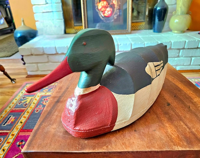Vtg Mosley Duck Decoy Canvas, Wire, Wood, Glass Eyes, SIGNED W.M ...