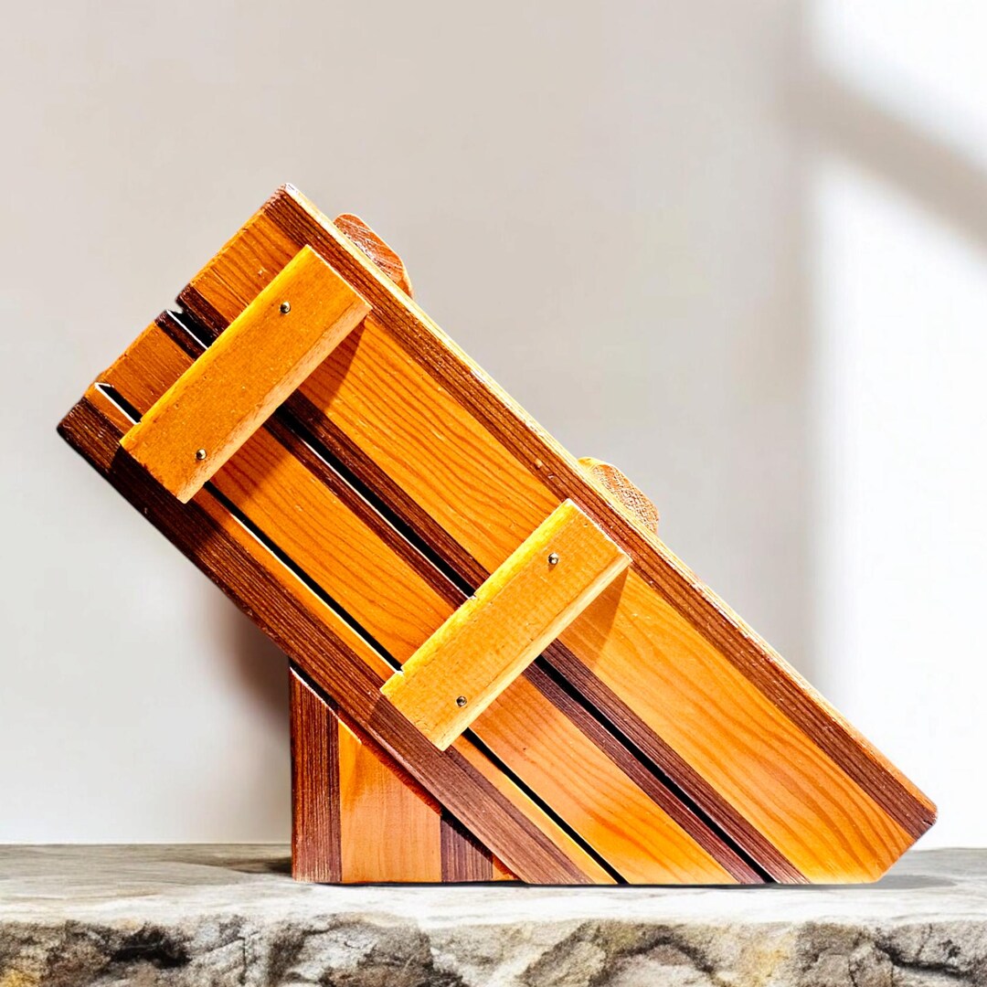 Mid Century Mod Stacked Wood Knife Stand Butcher Block Style - Etsy