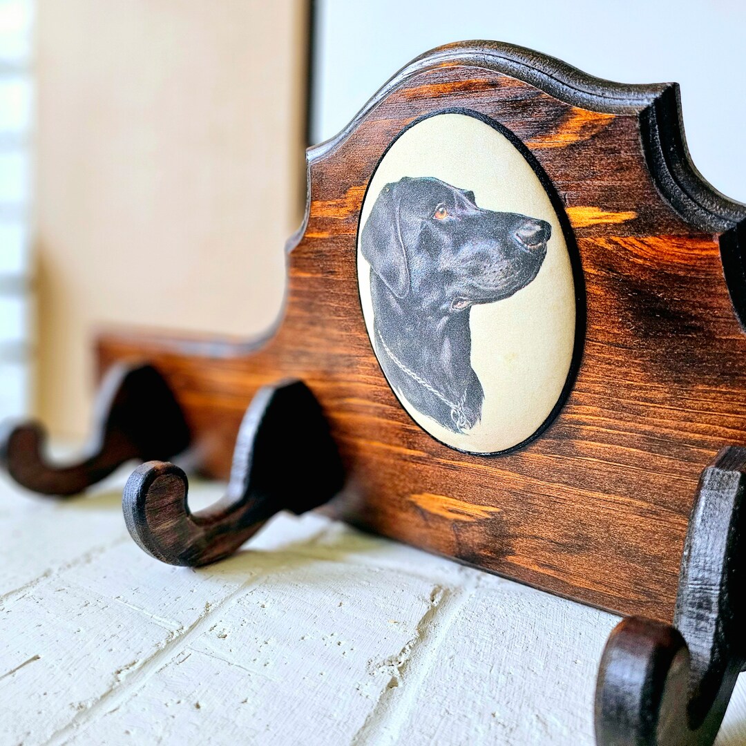 1970s Black Lab Beaded Glass Plaque Wall Mount Coat Rack 34 Inches Long ...