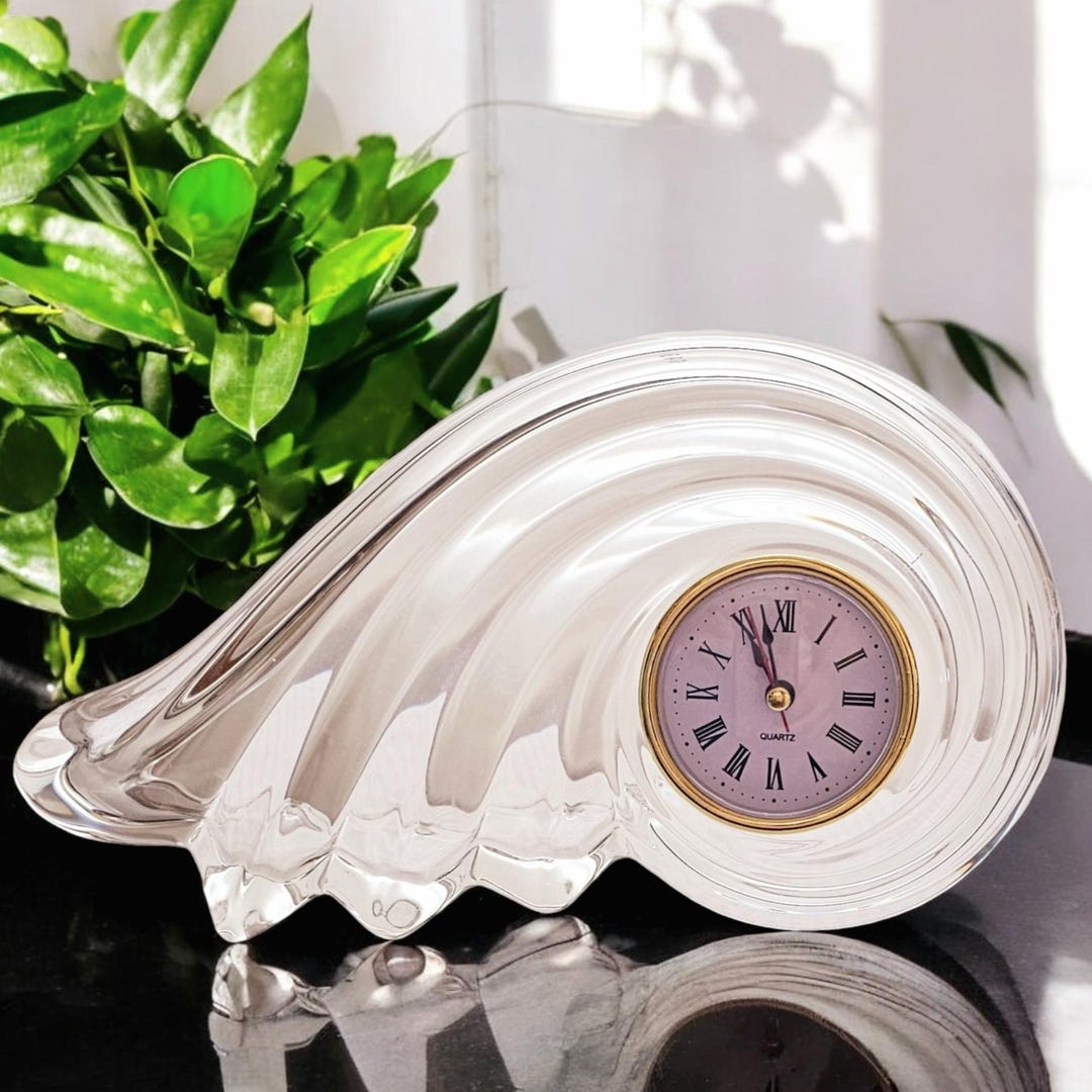 Vintage Crystal Art Deco Style Mantle Clock "clearwater Wave" by Mikasa ...