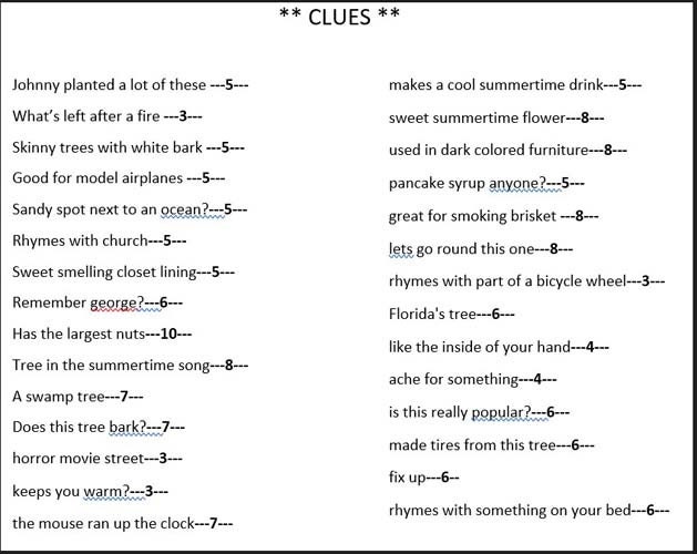 Word Search Puzzle trees ... With Word Clues - Etsy