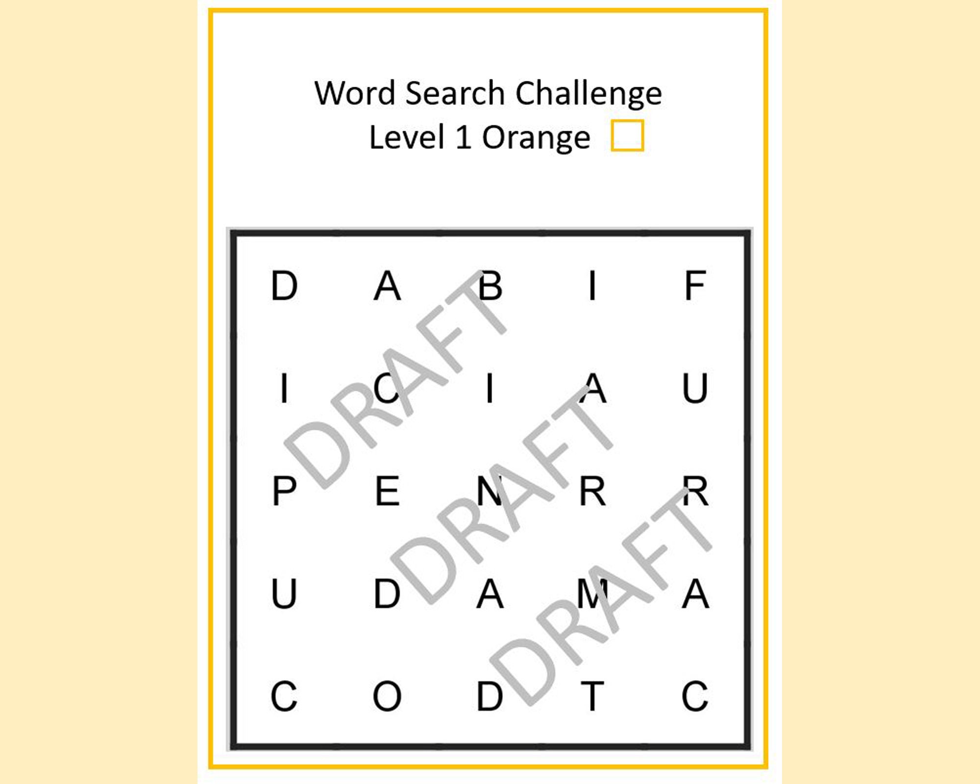 Word Search Challenge Level 1 Orange from StampsAndWords | Etsy