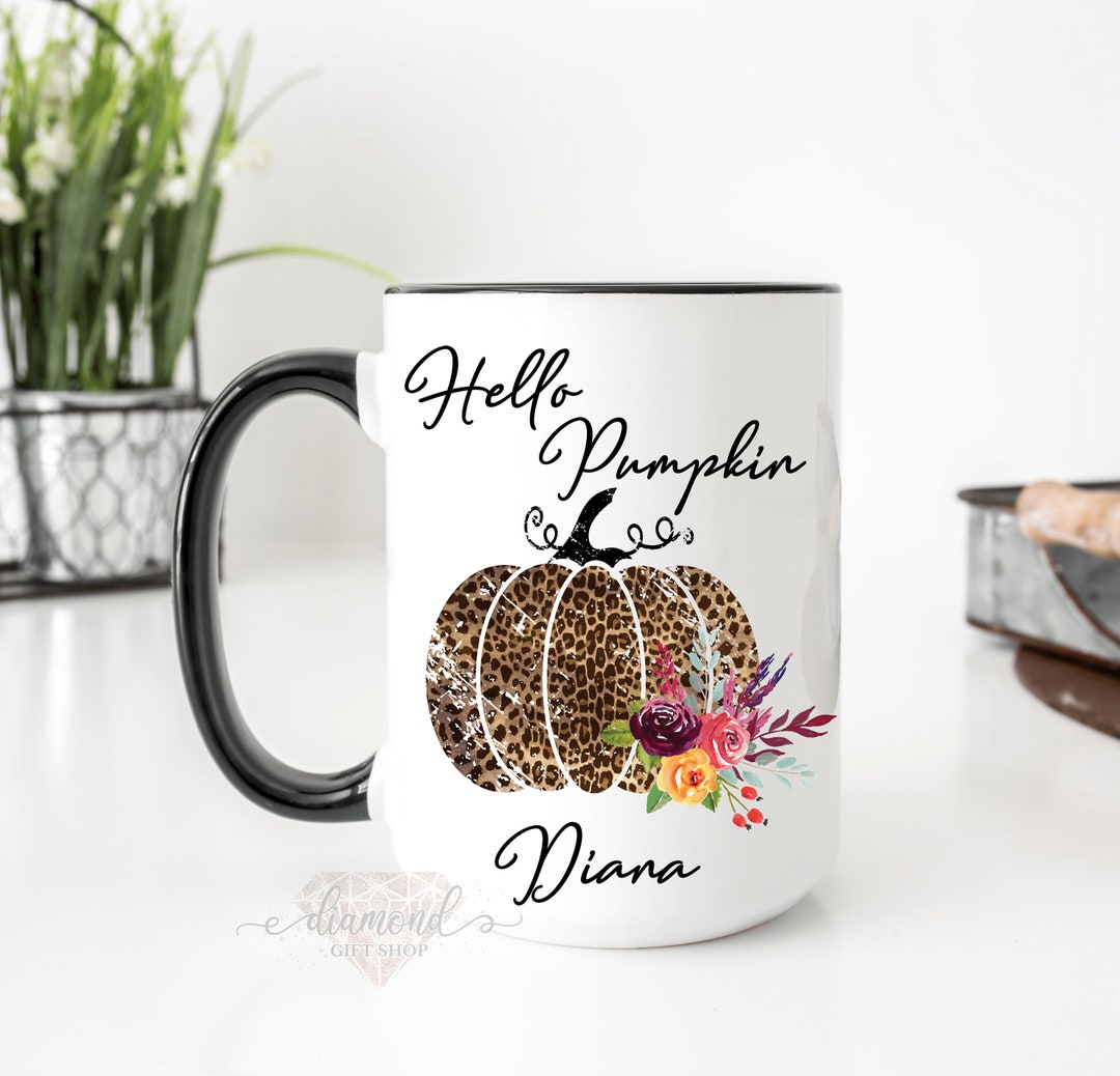 Leopard Pumpkin Mug | Hello Pumpkin Mug | Fall Coffee Mug | Leopard ...