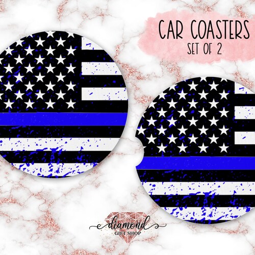 Back the Blue or Red or Green Flag Car Coasters set of 2 | Etsy