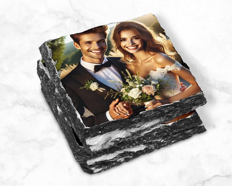 Personalized Photo Slate Gift, Custom Wedding Gift, Housewarming Gift ...