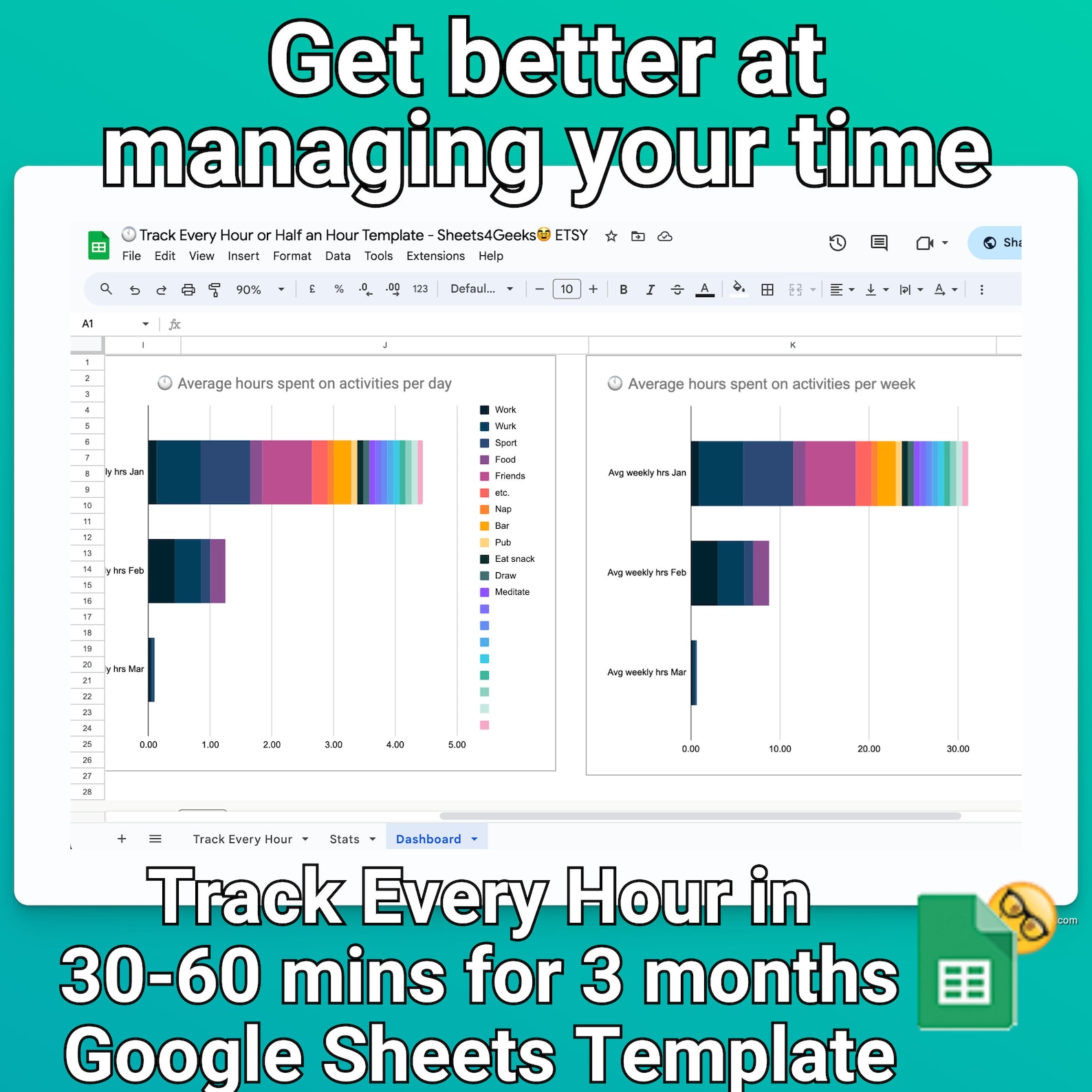 Timesheet Tracker: Track Every Hour in 30- or 60-minutes Google Sheets ...