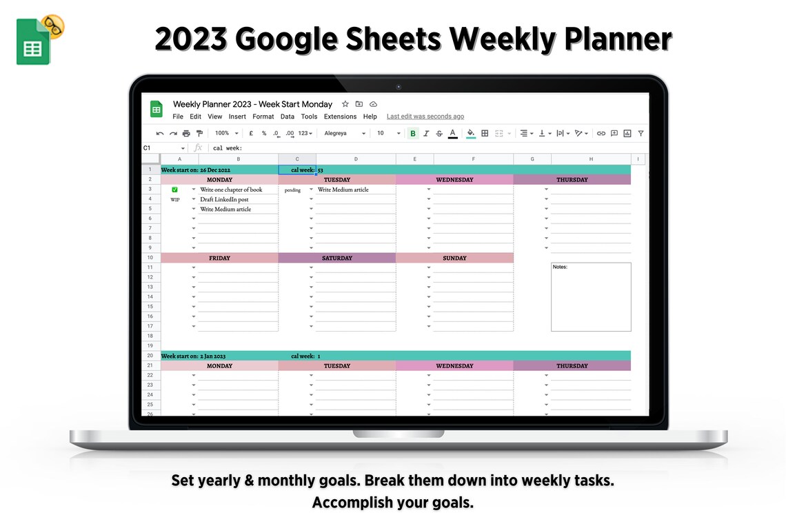 2023 Google Sheets Digital Planner 2023 Digital Planner - Etsy