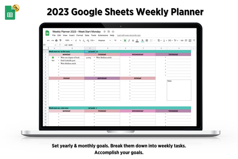 2023 Google Sheets Digital Planner 2023 Digital Planner - Etsy
