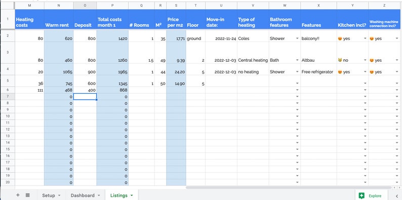 Apartment Hunter Tracker: Google Sheets Template (digital Download) - Etsy
