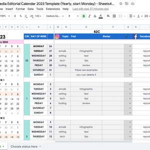 2023 Social Media Content Calendar Template Google Sheets Template ...