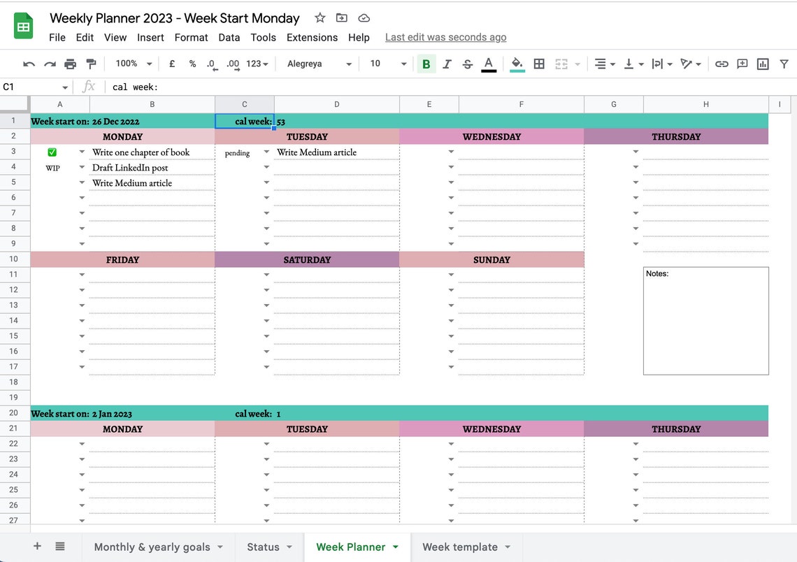 2023 Google Sheets Digital Planner 2023 Digital Planner - Etsy