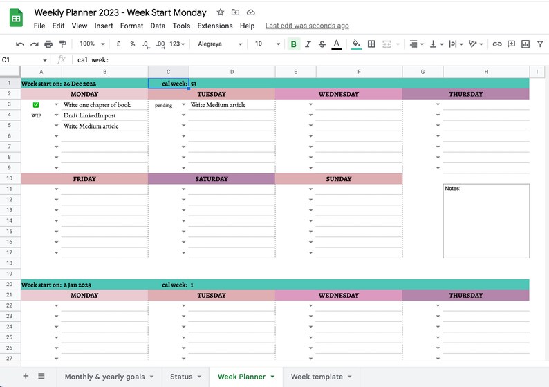 2023 Google Sheets Digital Planner 2023 Digital Planner - Etsy