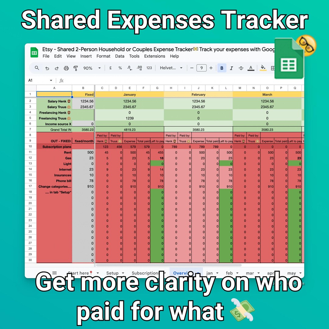 Shared Expenses Tracker for Couples & Flatmates | Digital Budget ...