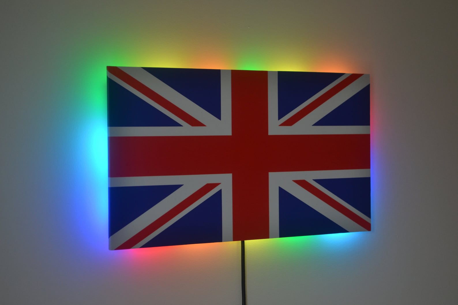 UK Flag Sign With LED Multicolored Background,minimalist Style Home ...