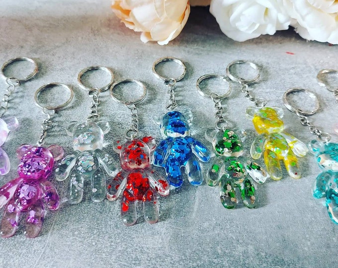CUSTOM Teddy Bear Keychain, Personalized Keychain, Epoxy Resin, Resin ...