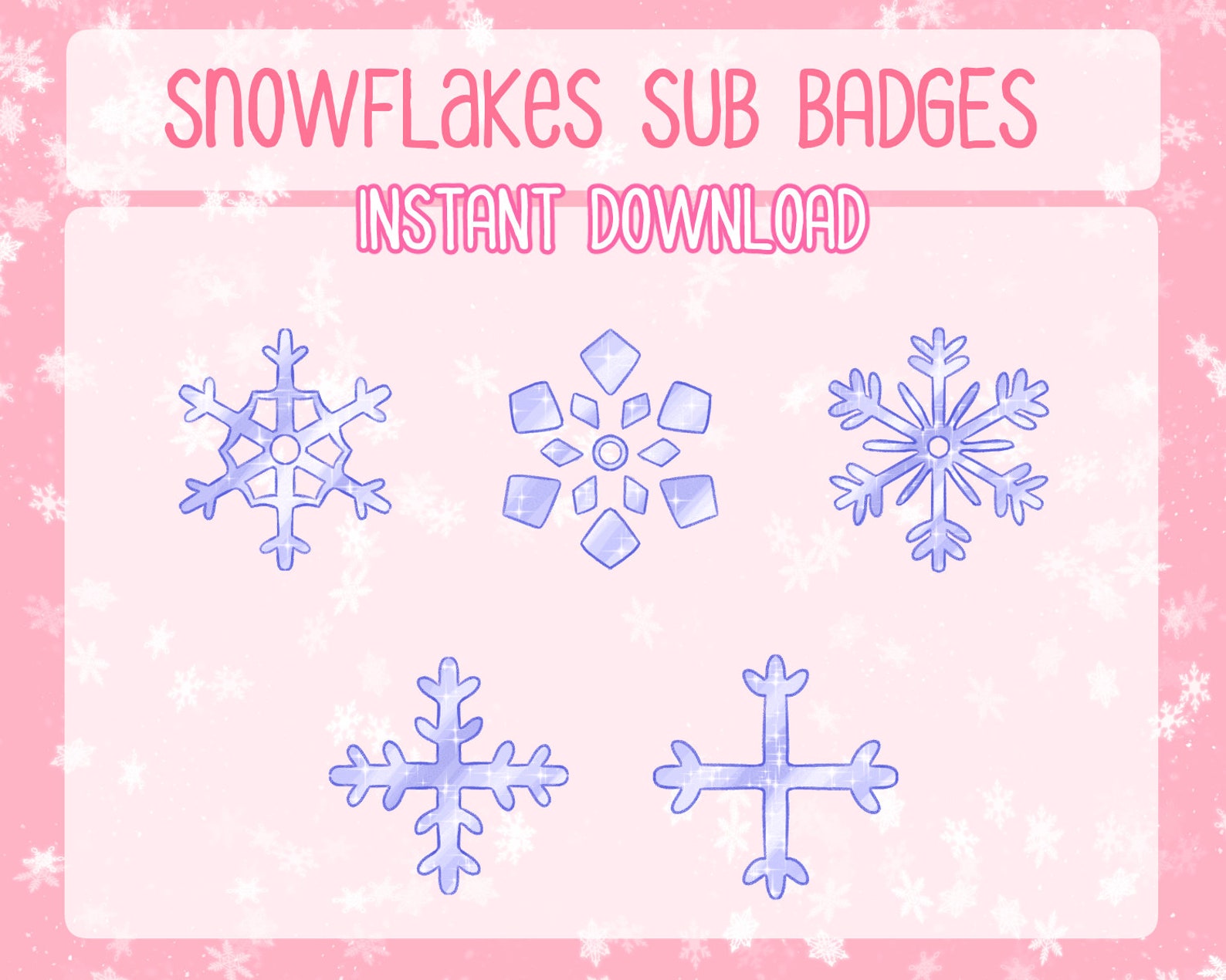 Xmas/holiday Snowflake Twitch Sub Badges 5 Pack INSTANT | Etsy