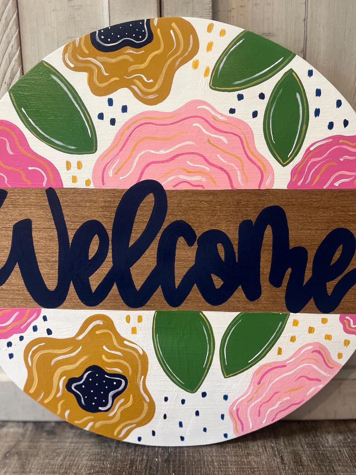 Welcome Floral Door Sign Everyday Door Hanger 18 Round Door Sign - Etsy
