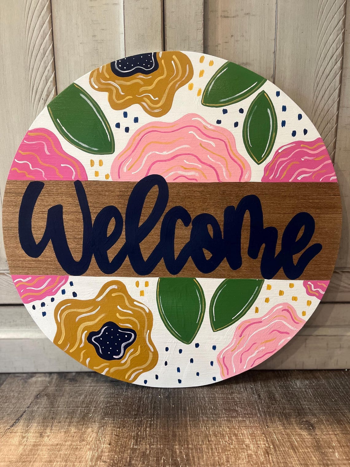 Welcome Floral Door Sign Everyday Door Hanger 18 Round Door Sign - Etsy