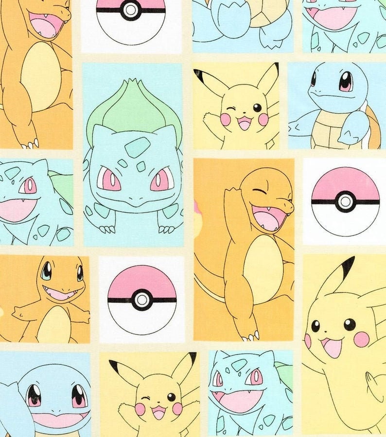 Pokemon Fabric, Tela Pikachu, Bulbasaur, Squirtle, Charizard, Por ...