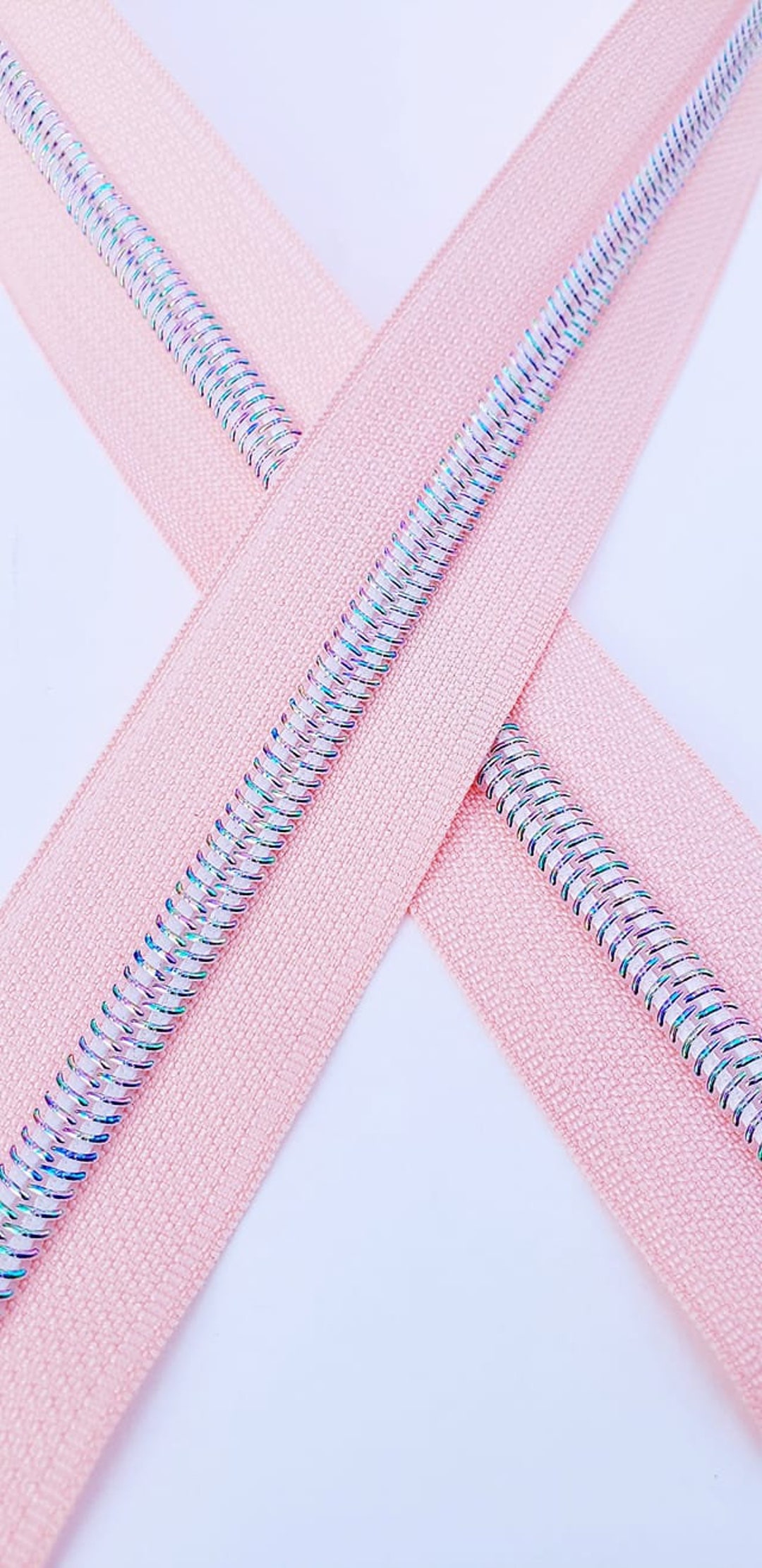 Peach Nylon Zippers Tape With Iridescent Teeth Size 5, Zipper by the ...