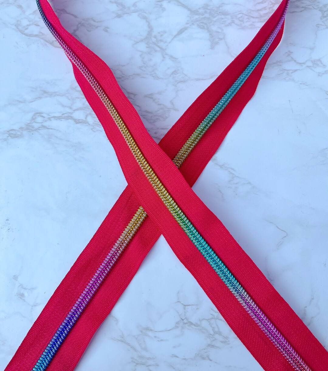 Red Nylon Zippers Tape With Rainbow Teeth Size #5, Zipper by the Yard ...