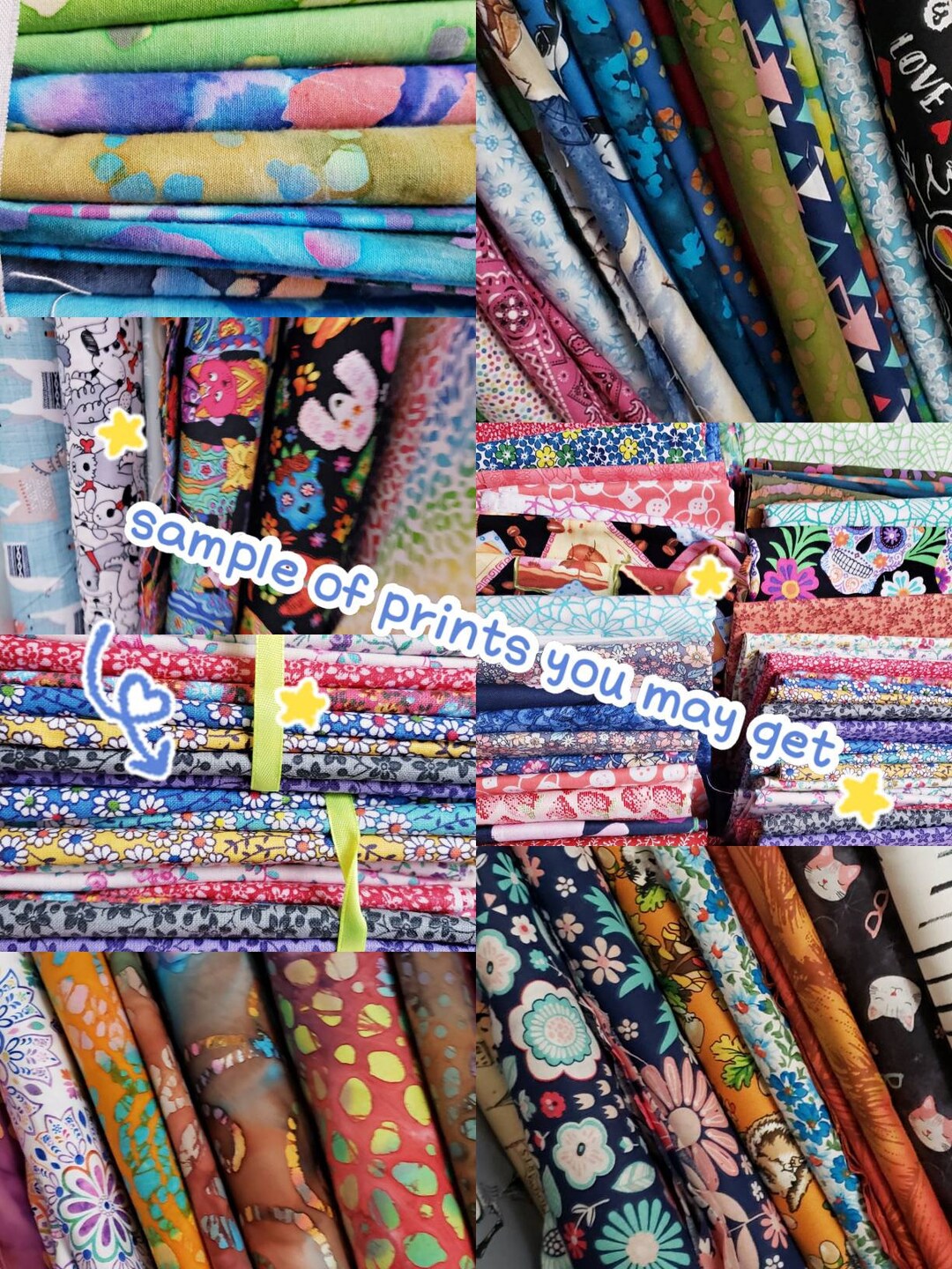 Mystery Bundles of Fabric, Random Fabric Cotton, FQ Bundles, 100% ...