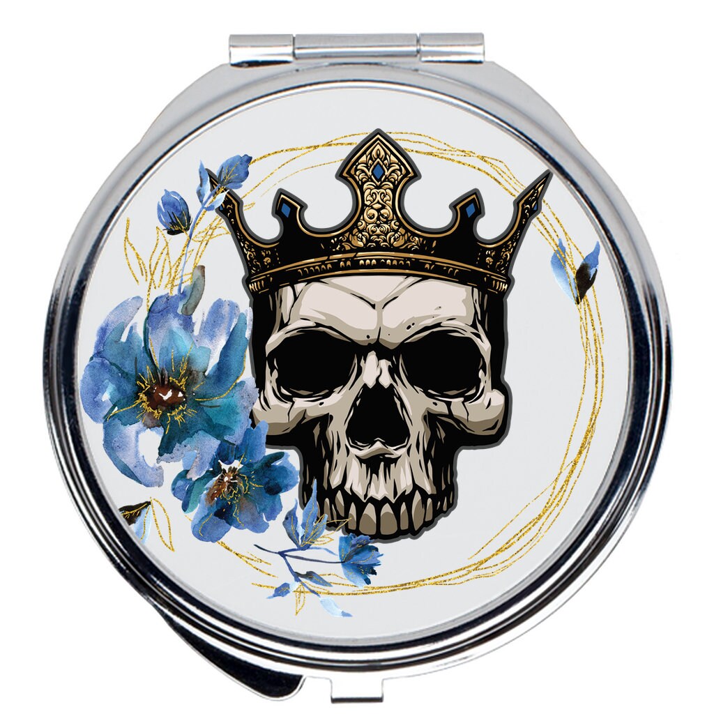 Goth Accessories Round Compact Mirror, Skull King, Goth Mirror, Skull ...