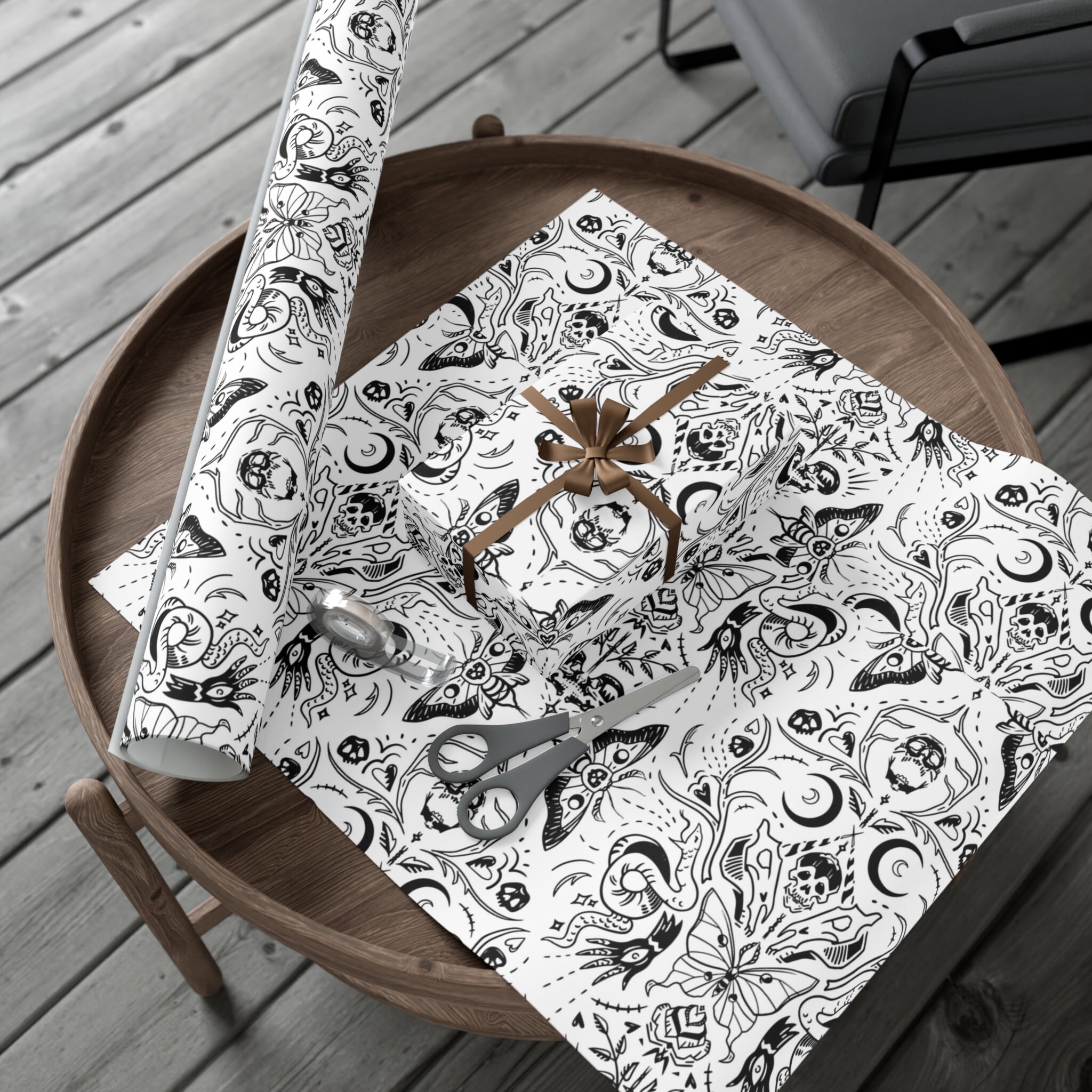 Gothic Gift Wrap Gothic Wrapping Paper Goth Gift Wrapping Paper Unique ...