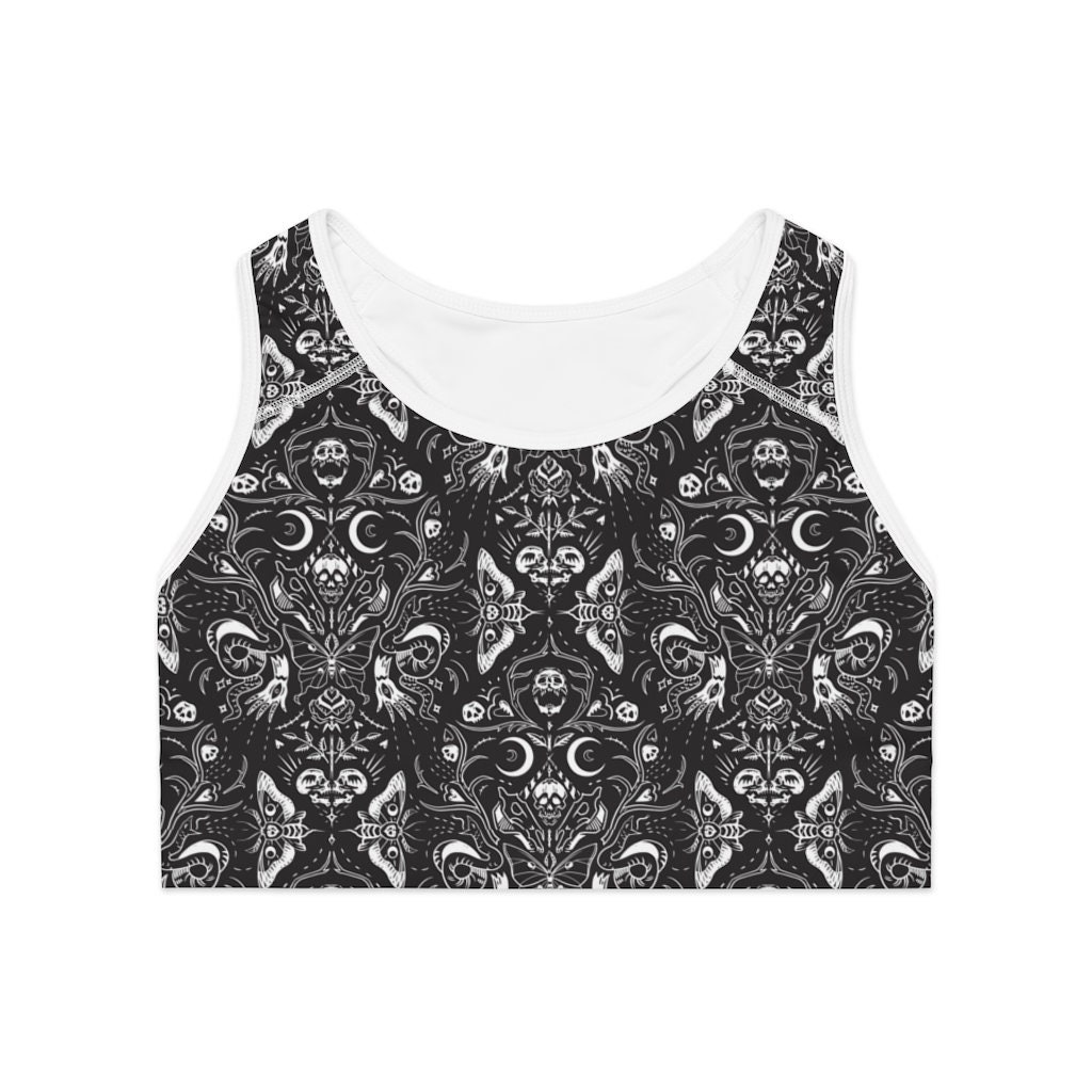 Skull Sports Bra Goth Sports Bra Skull Pattern Sports Bra Halloween ...