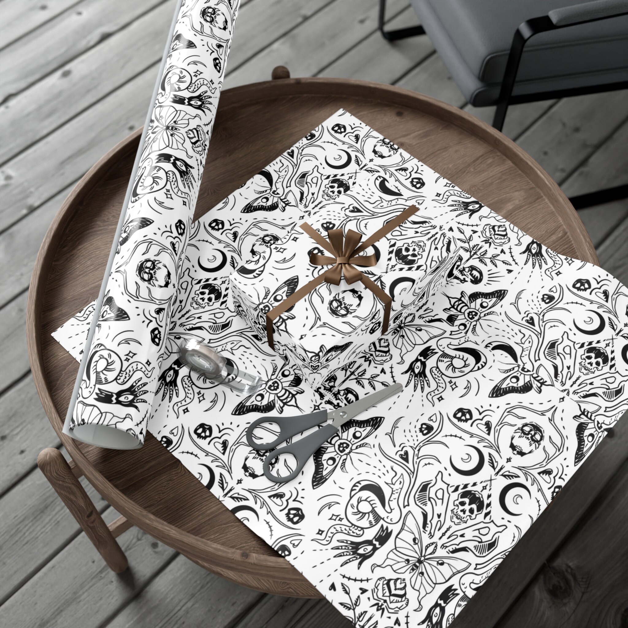 Gothic Gift Wrap Gothic Wrapping Paper Goth Gift Wrapping Paper Unique ...