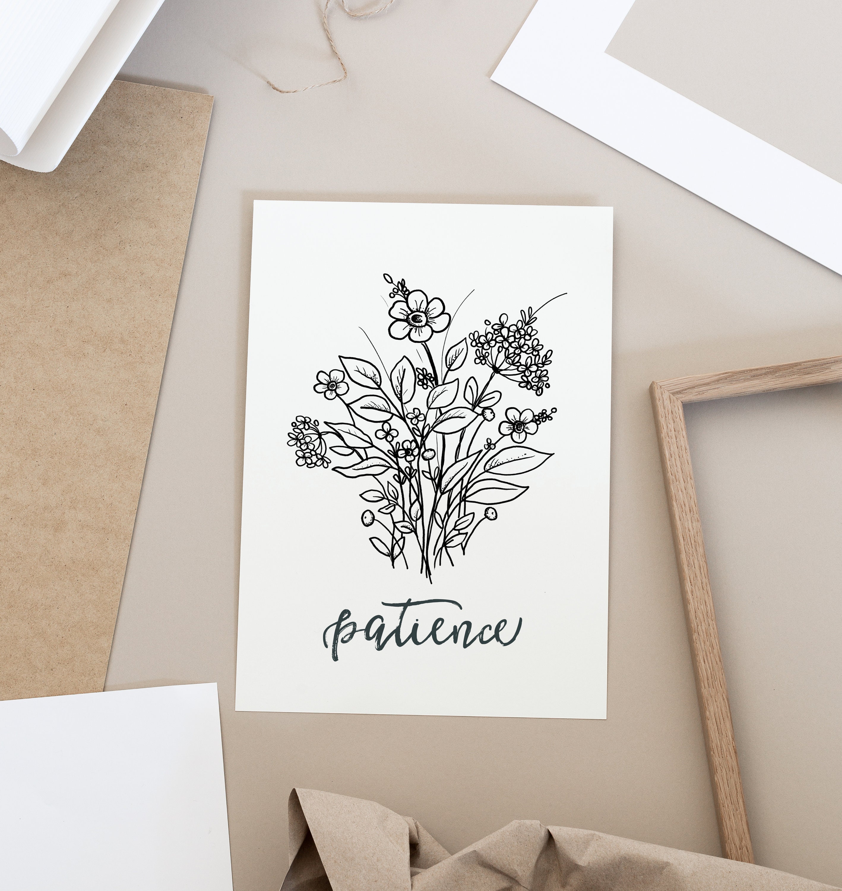 Patience, Fruit of the Spirit, Bible Art Printable, Botanical Line Art ...