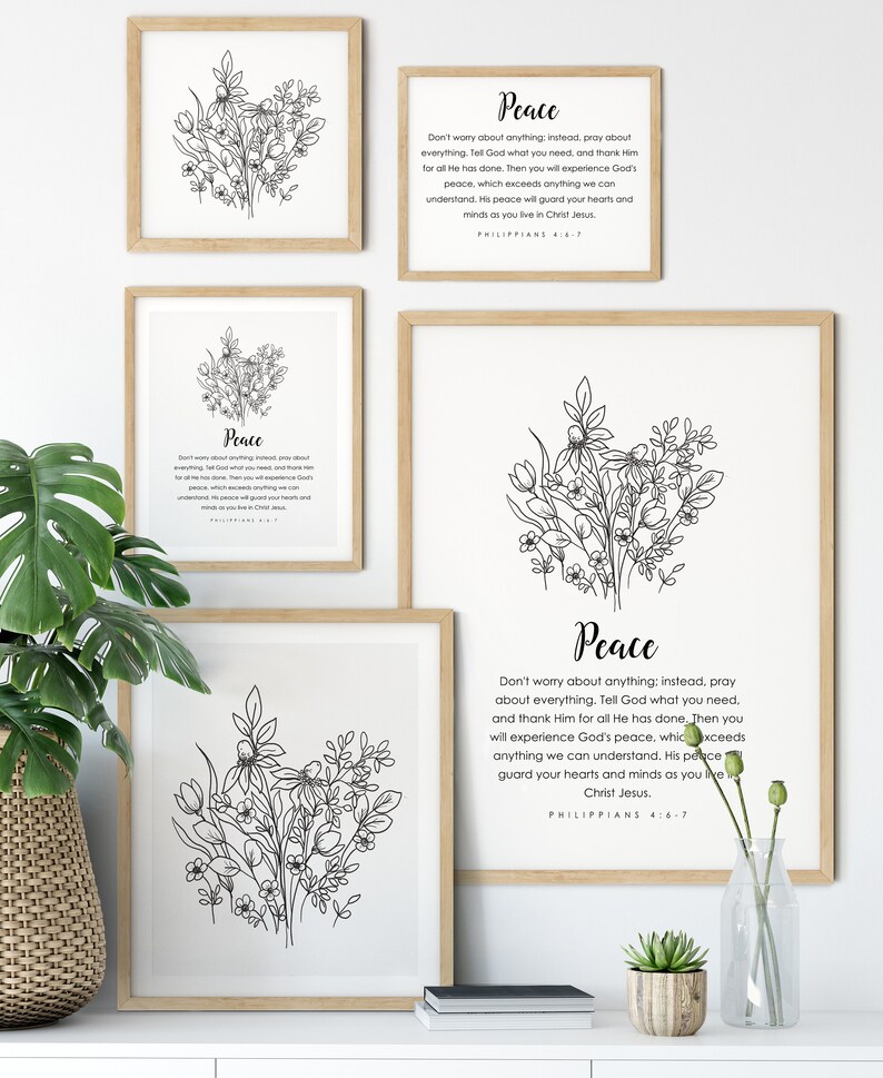 Peace, Bible Verse Wall Art, Philippians 4, Scripture, Christian Art ...