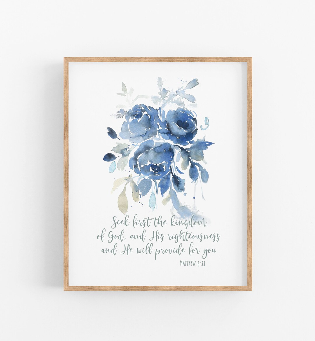 Seek First the Kingdom, Bible Verse Wall Art, Matthew 6, Watercolor Art ...