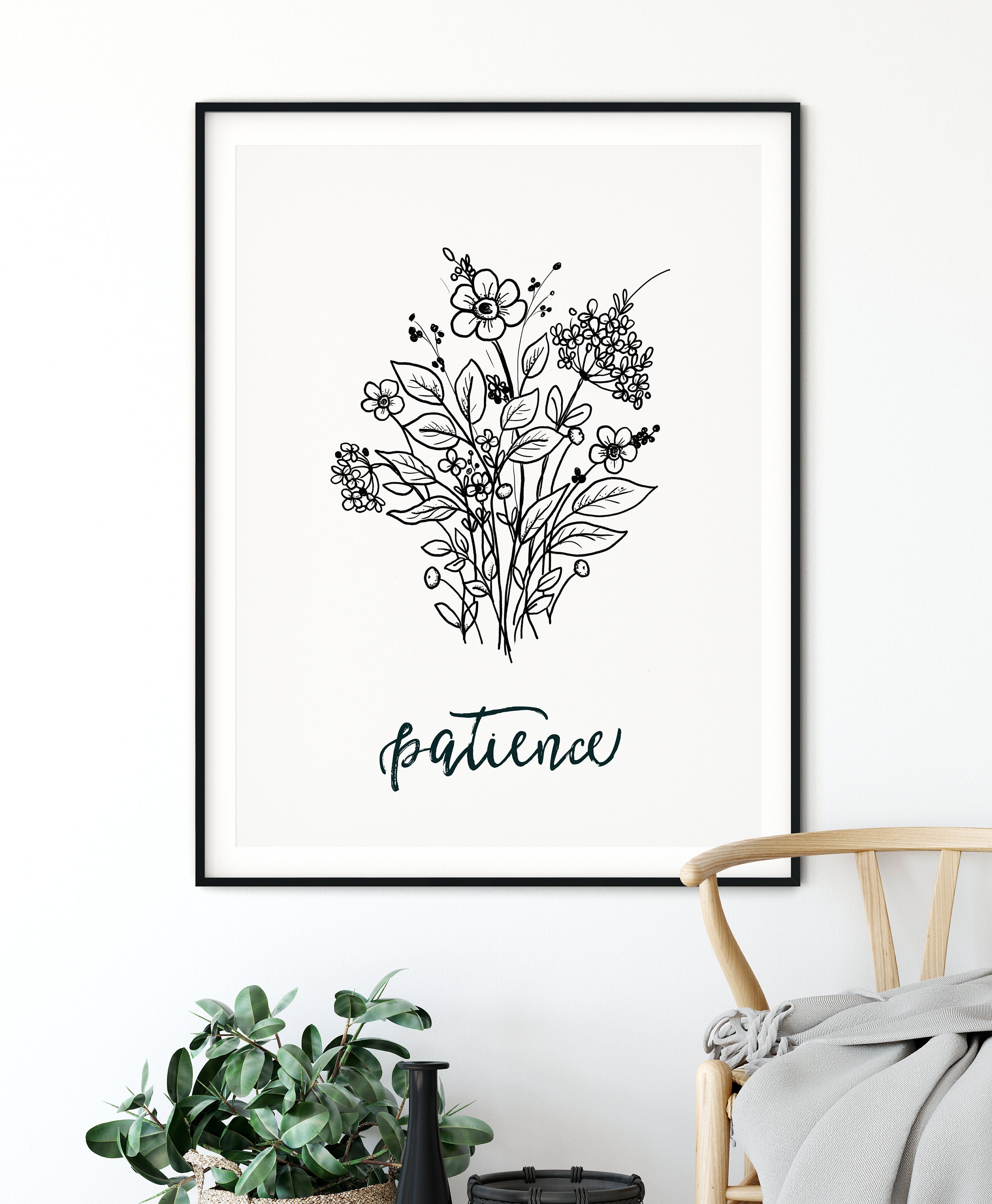 Patience, Fruit of the Spirit, Bible Art Printable, Botanical Line Art ...