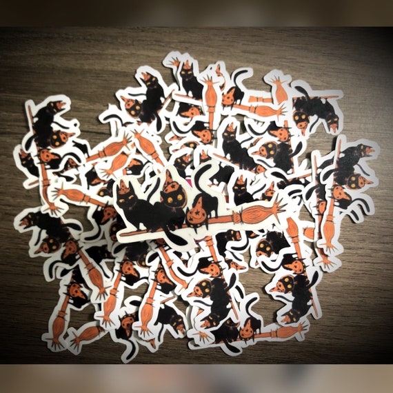 Cats on a Broomstick Sticker | Etsy