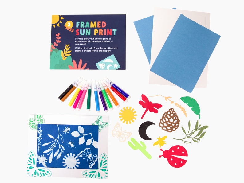 Solar Printing Kids Craft Kit With Sun Print Paper, Nature Stencils ...