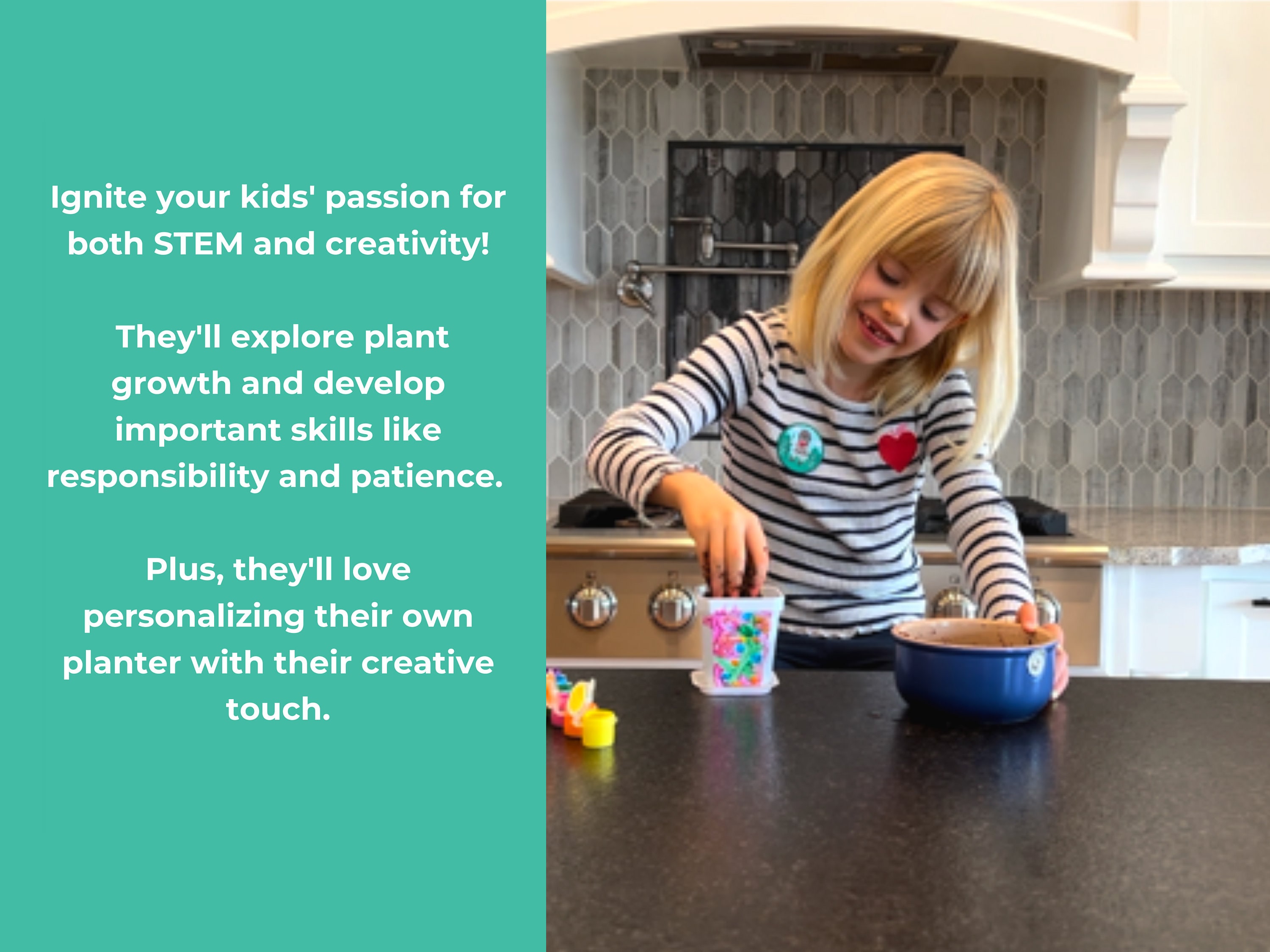 Kids Plant Kit, Wheatgrass Seeds, Soil Pods, Paint and Planter Kit ...