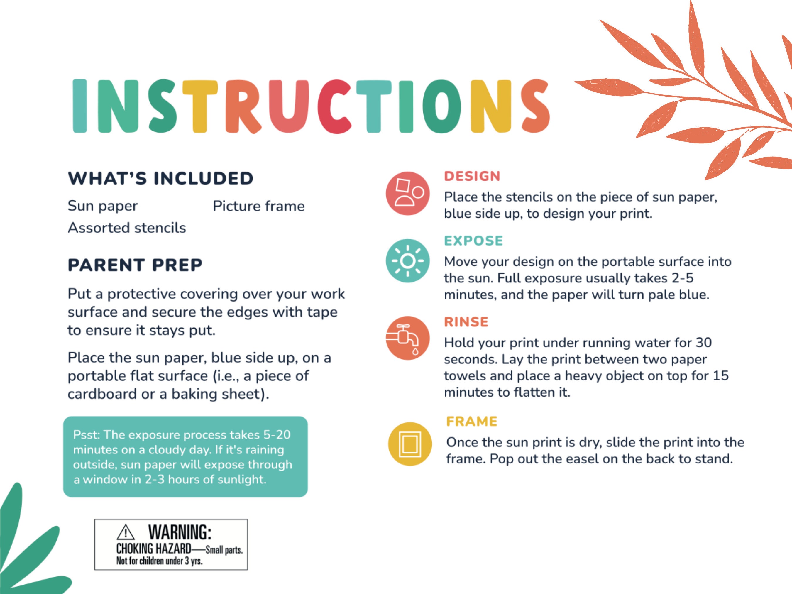 Cyanotype Sun Print Paper Craft Kit With Nature Stencils and Frame ...